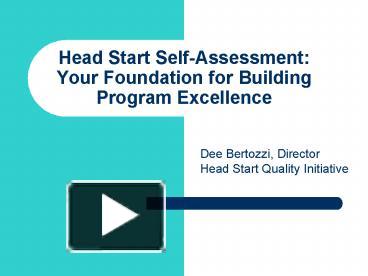 Head Start SelfAssessment: Your Foundation for Building Program ...
