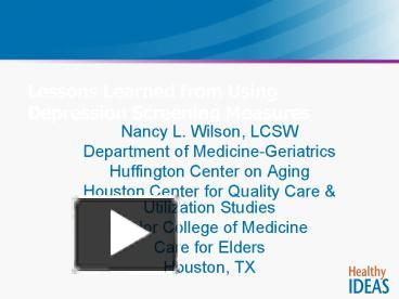 Lessons Learned from Using Depression Screening Measures presentation ...