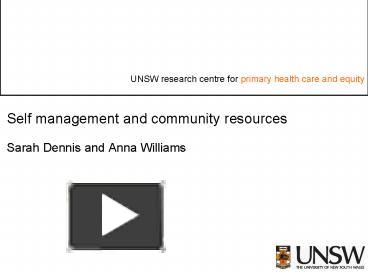 PPT – Self management and community resources PowerPoint presentation ...