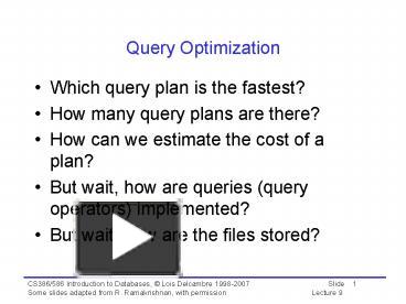PPT – Query Optimization PowerPoint presentation | free to view - id ...