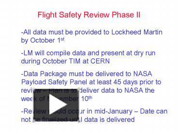 Flight Safety Review Phase II presentation | free to view