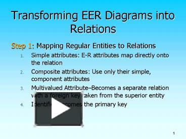 PPT – Transforming EER Diagrams into Relations PowerPoint presentation ...