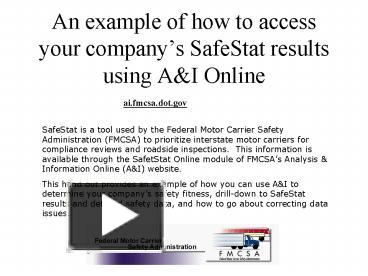 PPT – An example of how to access your companys SafeStat results using ...