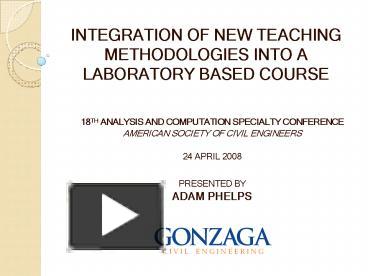 PPT – INTEGRATION OF NEW TEACHING METHODOLOGIES INTO A LABORATORY BASED ...