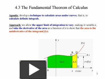 PPT – 4'3 The Fundamental Theorem of Calculus PowerPoint presentation ...