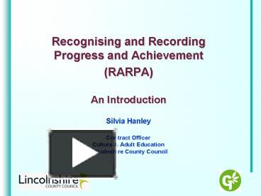 PPT – Recognising and Recording Progress and Achievement RARPA An ...