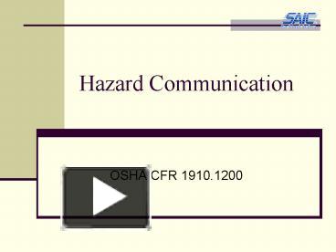 Hazard Communication presentation | free to view