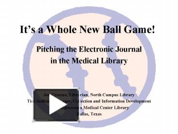 PPT – Its a Whole New Ball Game PowerPoint presentation | free to view ...