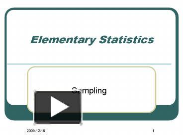Elementary Statistics presentation | free to view