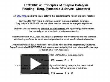 PPT – LECTURE 4: Principles of Enzyme Catalysis PowerPoint presentation ...