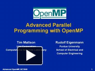 Advanced Parallel Programming with OpenMP presentation | free to download