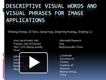 PPT – Descriptive Visual Words and Visual Phrases for Image ...