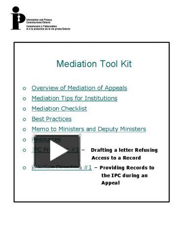 Mediation Tool Kit presentation | free to download