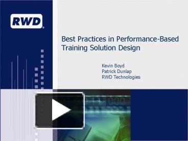 PPT – Best Practices in PerformanceBased Training Solution Design ...