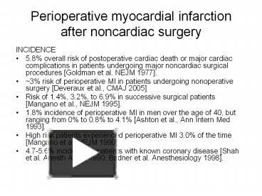 Perioperative myocardial infarction after noncardiac surgery ...