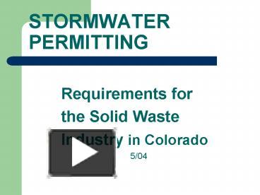 PPT – STORMWATER PERMITTING PowerPoint presentation | free to view - id ...