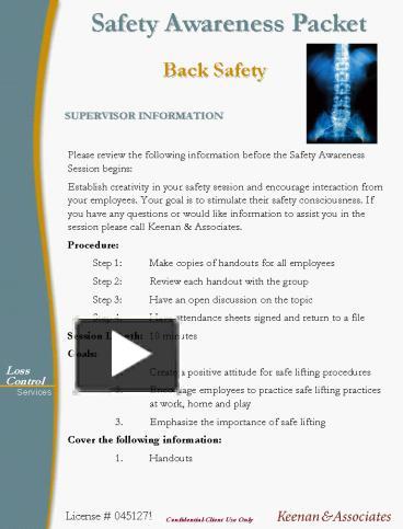 PPT – Back Safety PowerPoint presentation | free to view - id: 22da44-ZWRhN