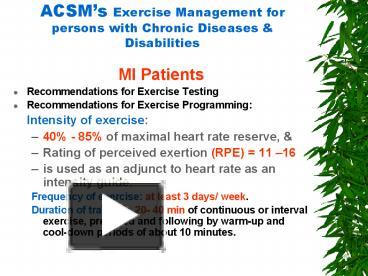 ACSMs Exercise Management for persons with Chronic Diseases ...