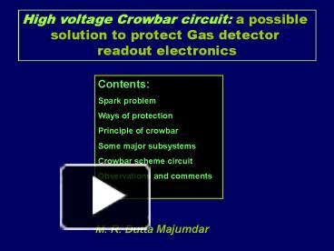 High voltage Crowbar circuit: a possible presentation | free to view