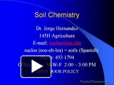 Soil Chemistry presentation | free to view