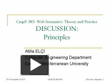 Discussion: Principles 1 presentation | free to view