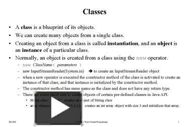 PPT – Classes PowerPoint presentation | free to download - id: 22fe98-OTZmN