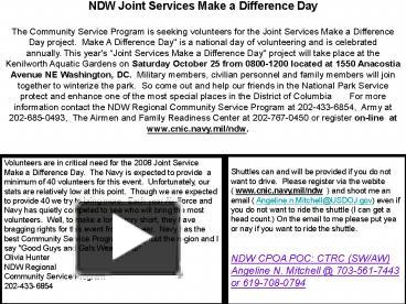 PPT – NDW Joint Services Make a Difference Day PowerPoint presentation ...