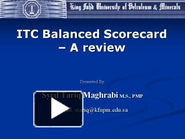 ITC Balanced Scorecard A review presentation | free to view