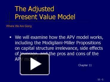 The Adjusted Present Value Model presentation | free to view