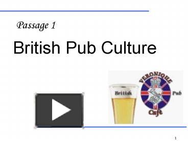 British Pub Culture presentation | free to view
