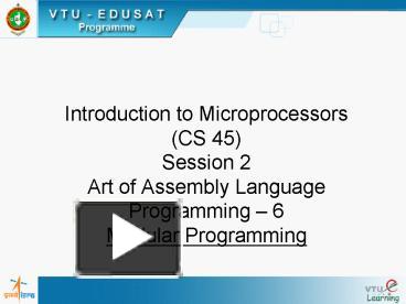 Introduction to Microprocessors CS 45 Session 2 Art of Assembly ...
