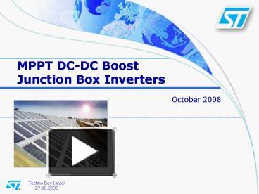 MPPT DCDC Boost Junction Box Inverters presentation | free to view