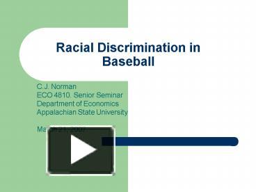 PPT – Racial Discrimination in Baseball PowerPoint presentation | free ...