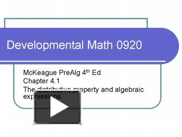 PPT – Developmental Math 0920 PowerPoint presentation | free to view ...