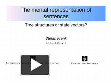 PPT – The mental representation of sentences PowerPoint presentation ...