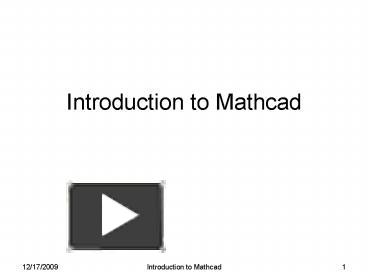 Introduction to Mathcad presentation | free to view