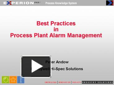 Best Practices in Process Plant Alarm Management presentation | free to ...