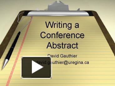 Writing a Conference Abstract presentation | free to view