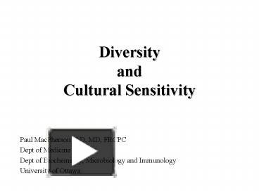 PPT – Diversity and Cultural Sensitivity PowerPoint presentation | free ...