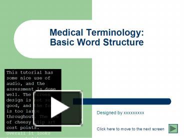 PPT – Medical Terminology: Basic Word Structure PowerPoint presentation ...
