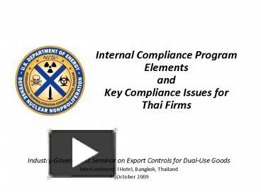Internal Compliance Program Elements and Key Compliance Issues for Thai ...
