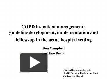 COPD inpatient management : guideline development, implementation and ...