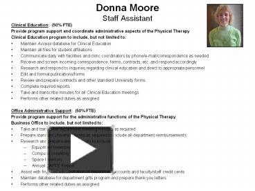 PPT – Donna Moore Staff Assistant PowerPoint presentation | free to ...