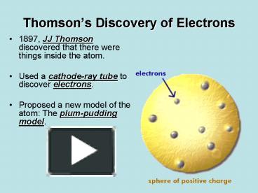 Thomsons Discovery of Electrons presentation | free to view
