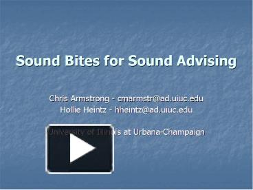 PPT – Sound Bites for Sound Advising PowerPoint presentation | free to ...