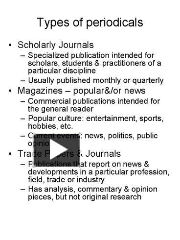 Types of periodicals presentation | free to view