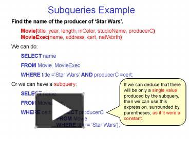PPT – Subqueries Example PowerPoint presentation | free to view - id ...