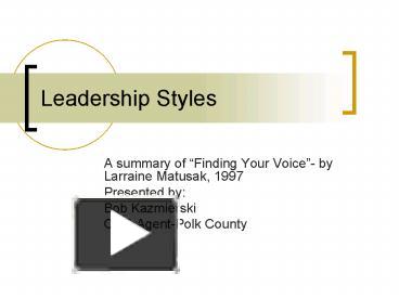 Leadership Styles presentation | free to view