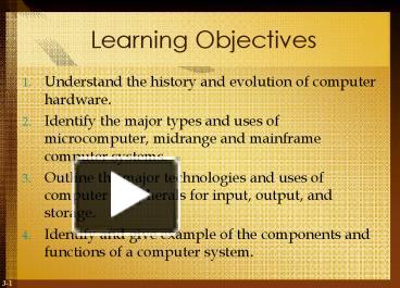 Learning Objectives presentation | free to view
