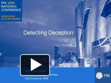 PPT – Detecting Deception PowerPoint presentation | free to view - id ...